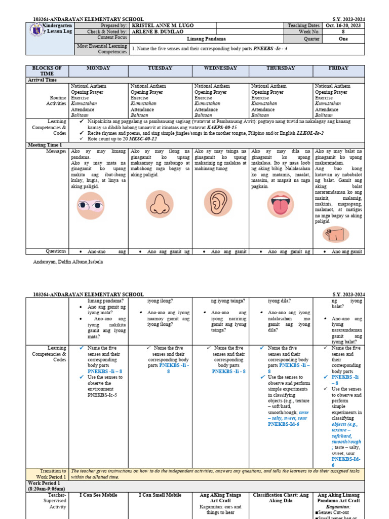 Kindergarten-DLL-MELC-q1 Week 8 | PDF
