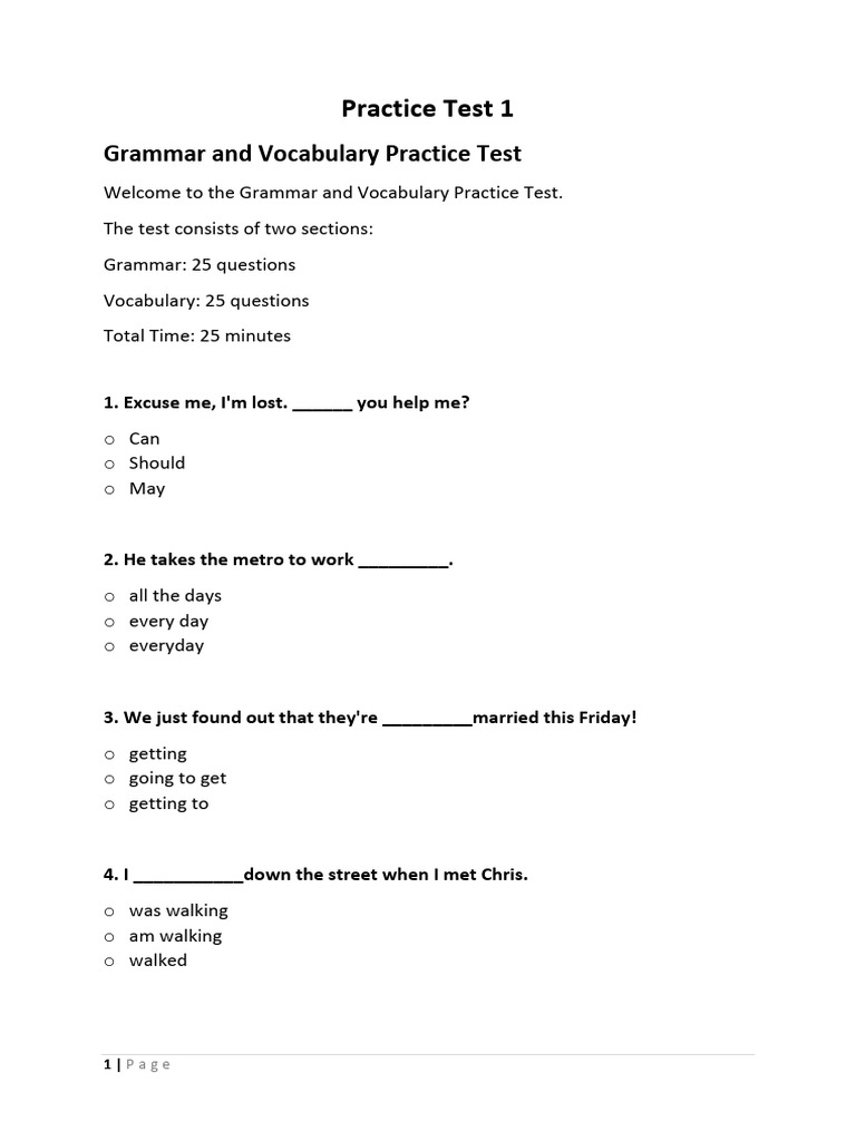 WPL Grammar and Vocabulary Practice Test | PDF | Copyright Infringement