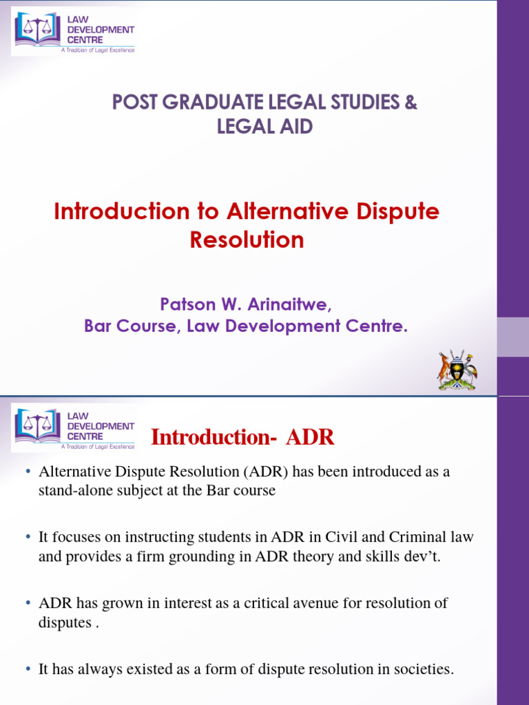 ADR - Introduction-1 | PDF | Alternative Dispute Resolution | Mediation