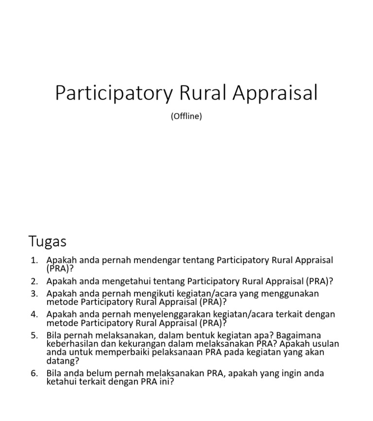 Participatory Rural Appraisal Offline Tugas | PDF