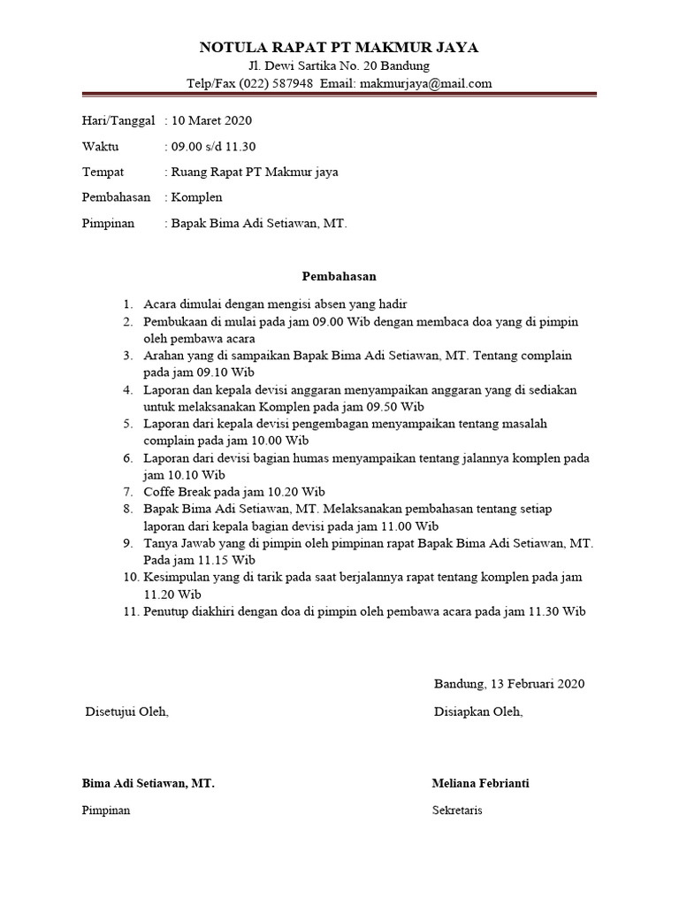 Notula Rapat | PDF