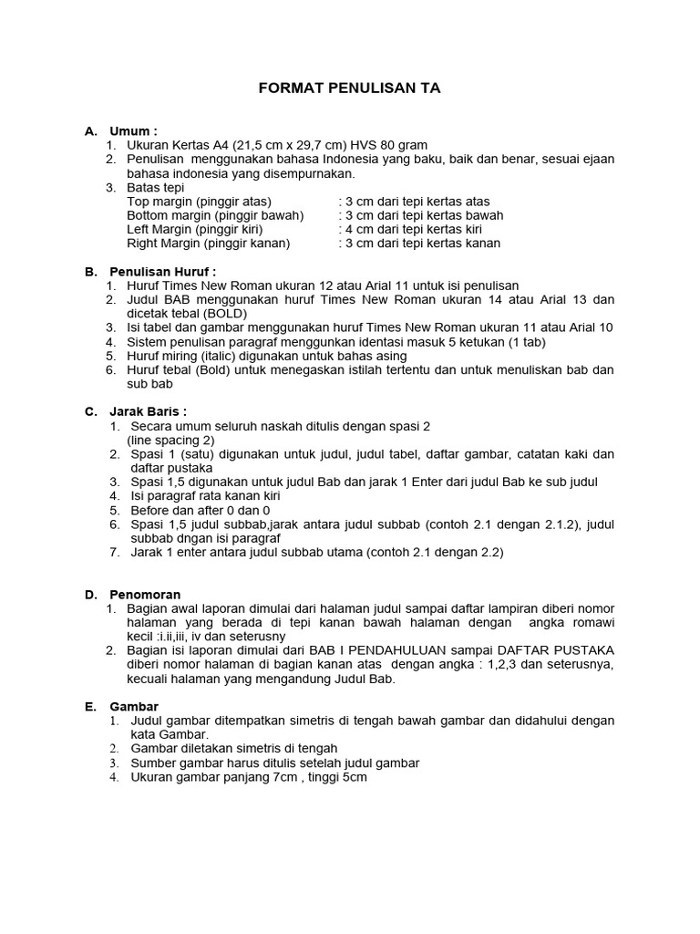 FORMAT PENULISAN TA FIX | PDF