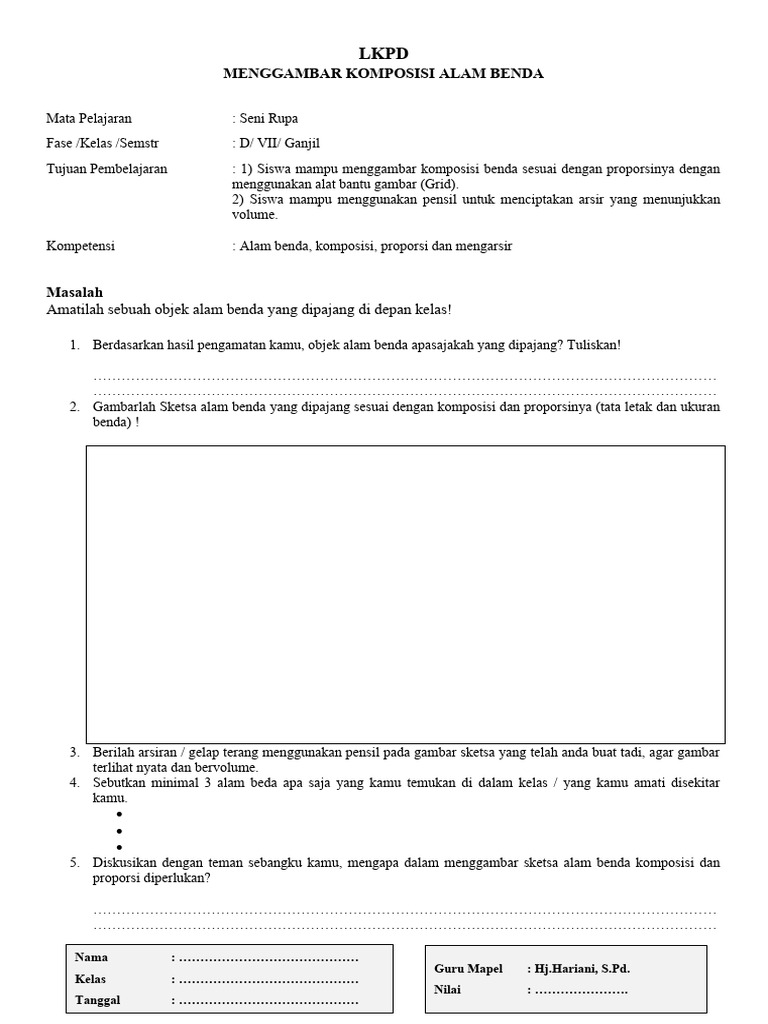 Menggambar Komposisi Alam Benda Kelas 7 | PDF