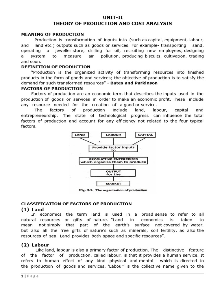 Production Theory and Cost Analysis | PDF | Production Function | Long ...
