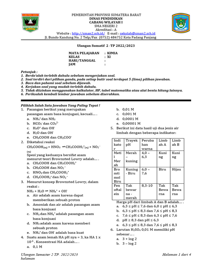 Soal Uas Kimia Xi SMSTR Genap | PDF
