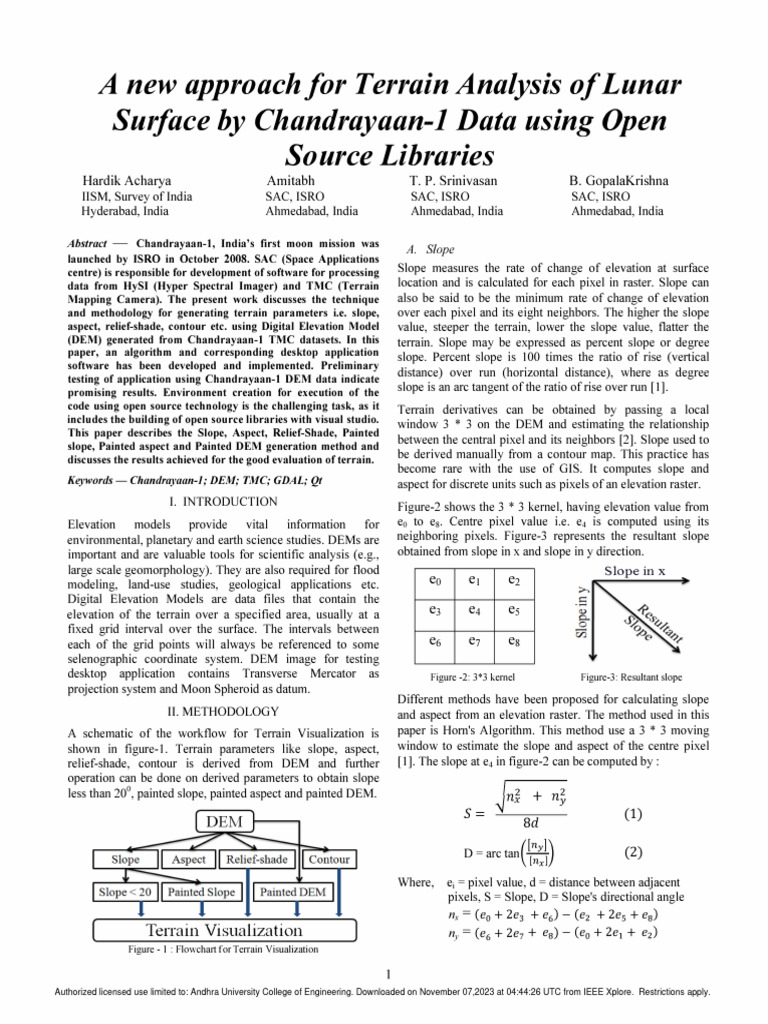 A New Approach For Terrain Analysis of Lunar Surface by Chandrayaan-1 ... A New Approach For Terrain Analysis of Lunar Surface by Chandrayaan-1 ...