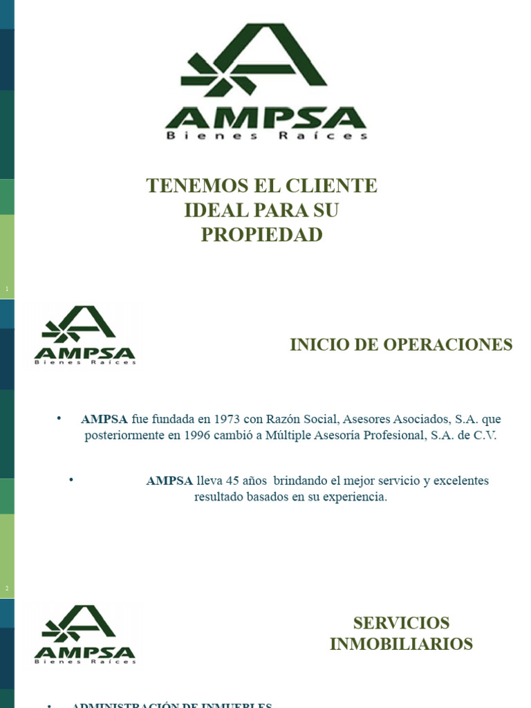 Presentación AMPSA 2020 | PDF | Bienes raíces | Valoración (Finanzas)