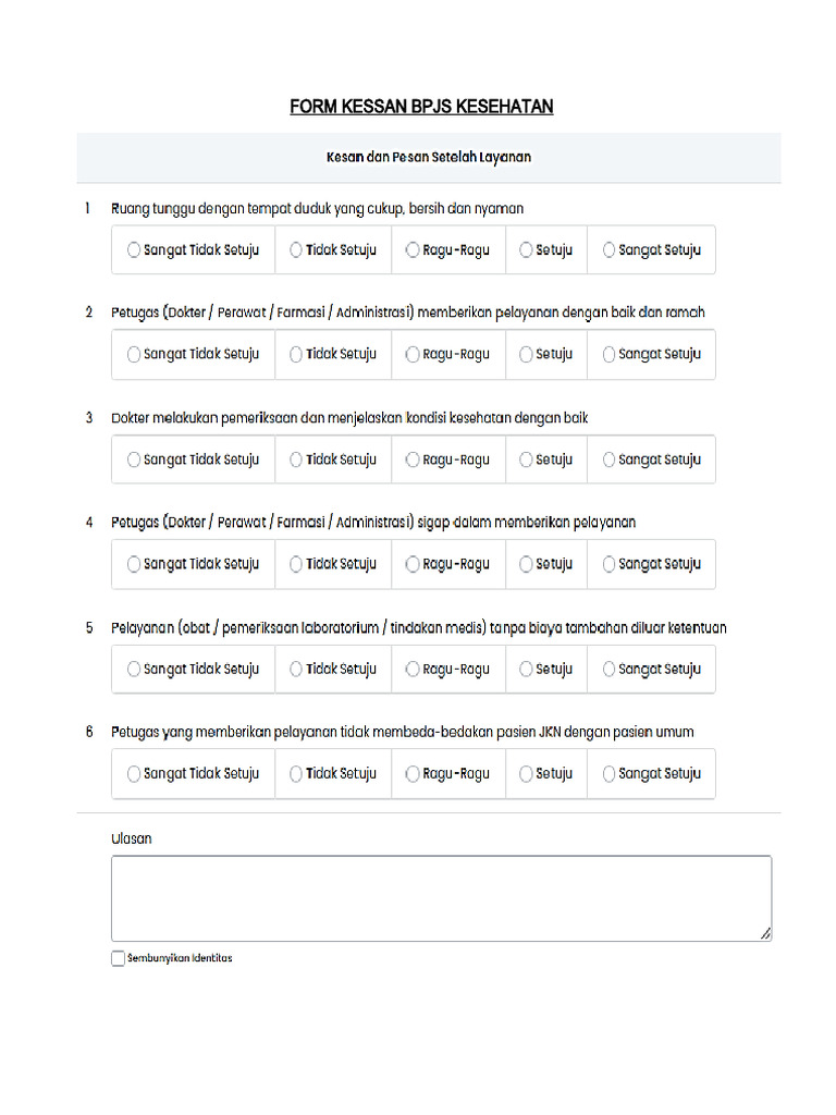 Form Kessan BPJS Kesehatan | PDF