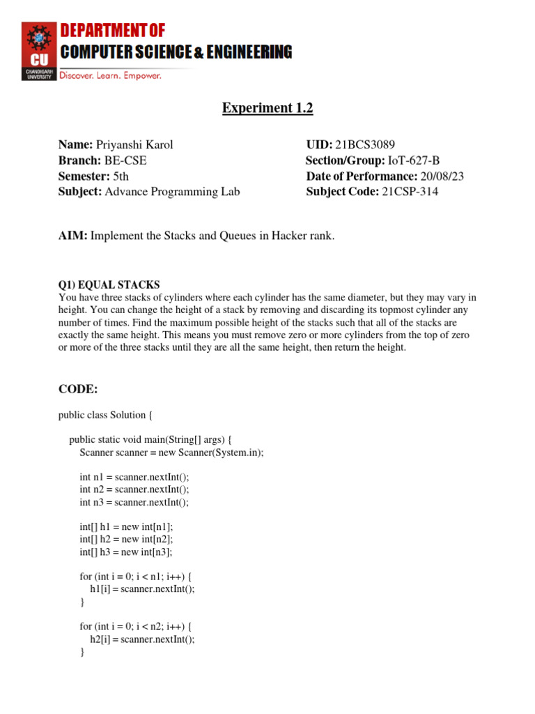 Experiment 1.2 | PDF | Theoretical Computer Science | Computer Programming