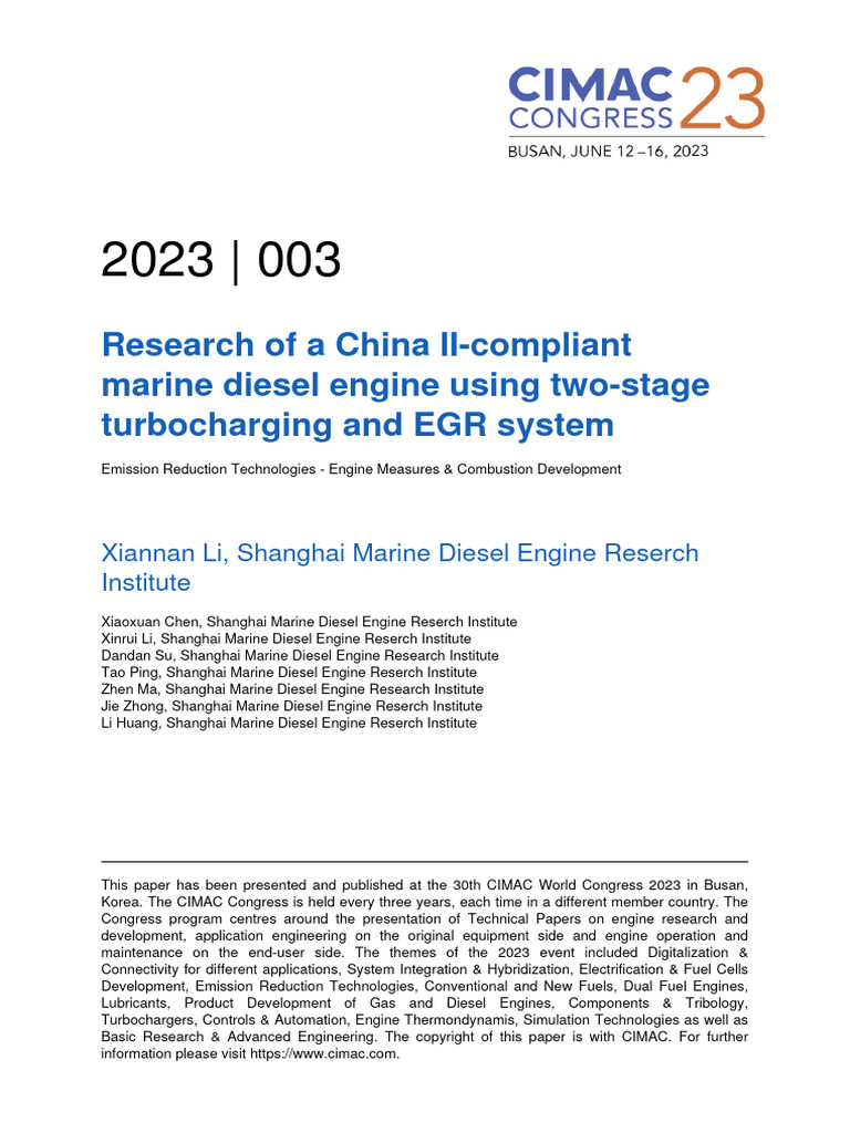 CIMAC Paper 003 | PDF | Diesel Engine | Turbocharger