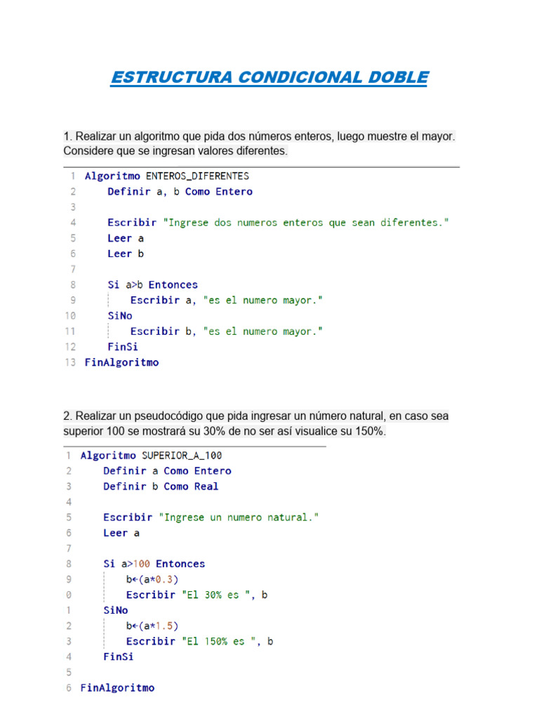Estructura Condicional Doble | PDF