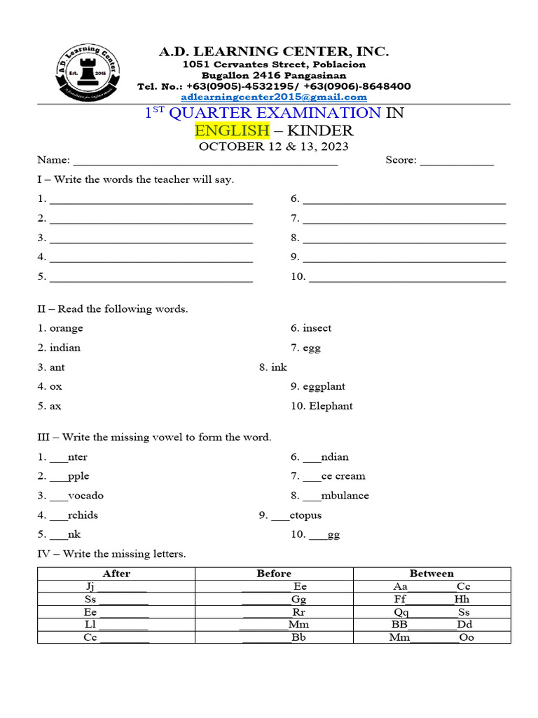 October 2023 1ST Quarter Kinder Complete | PDF | Taste | Cognitive Science