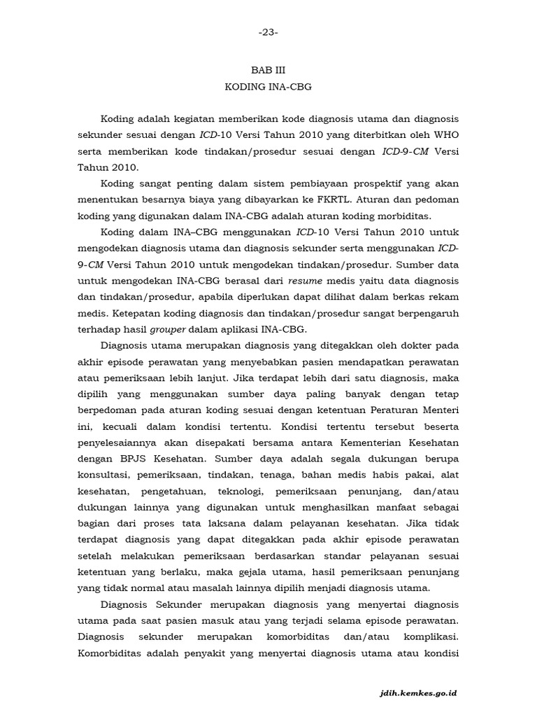 Kaidah Koding INACBGs (PMK 23 Tahun 2021) | PDF | Sains & Matematika