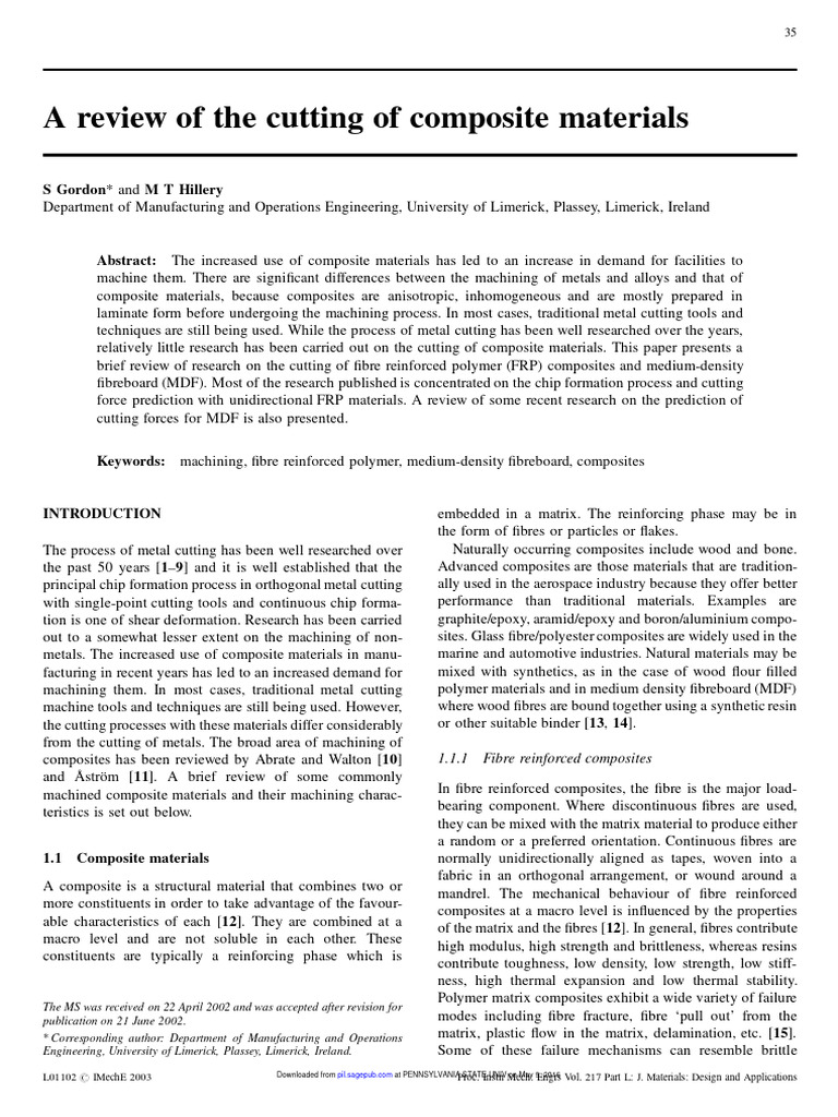 A Review of The Cutting of Composite Materials | PDF | Composite ...