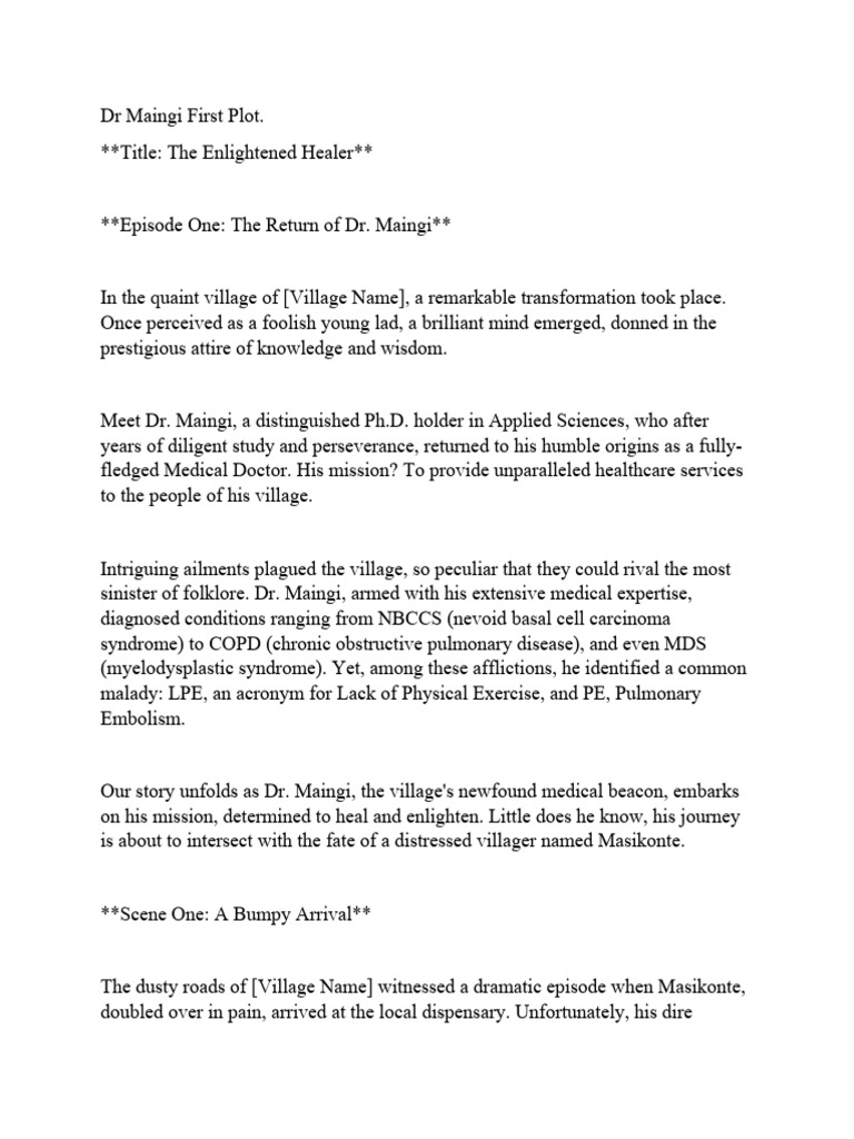 DR Maingi First Plot | PDF | Medical Specialties | Medicine