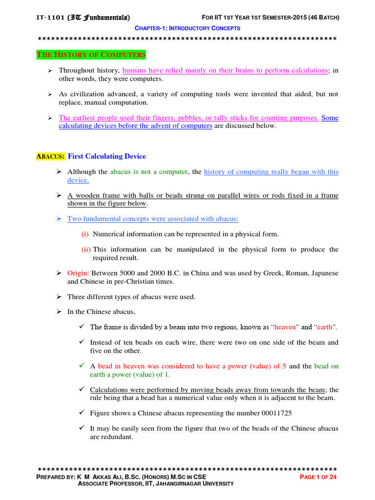 01 It 1101 It Fundamentals Lecture 1 Introductory Concepts Pdf Mainframe Computer 6770