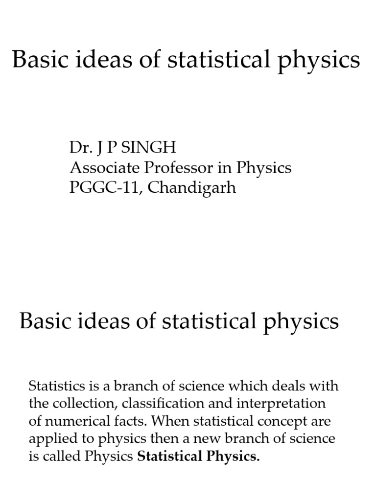 Baisc Ideas of Statistical Physics | PDF | Physics | Probability And ...