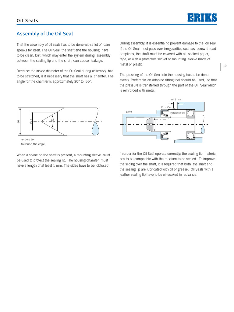 ERIKS - Sealing Technology - Assembly of The Oil Seal | PDF | Equipment | Mechanical Engineering
