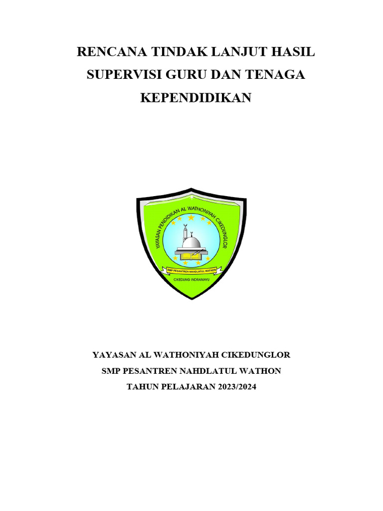 Rencana Tindak Lanjut Hasil Supervisi Guru Dan Tendik | PDF