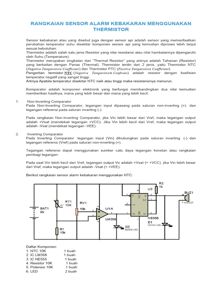 Rangkaian Sensor Alarm Kebakaran Menggunakan Thermistor Ok | PDF ...