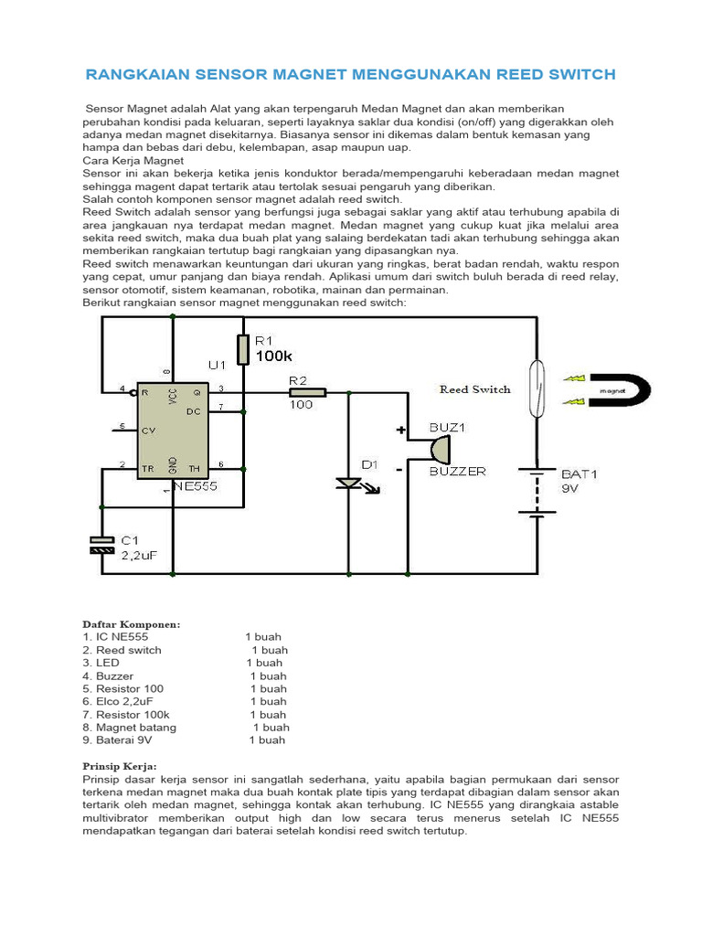 Rangkaian Sensor Magnet Menggunakan Reed Switch Ok | PDF Rangkaian Sensor Magnet Menggunakan Reed Switch Ok | PDF