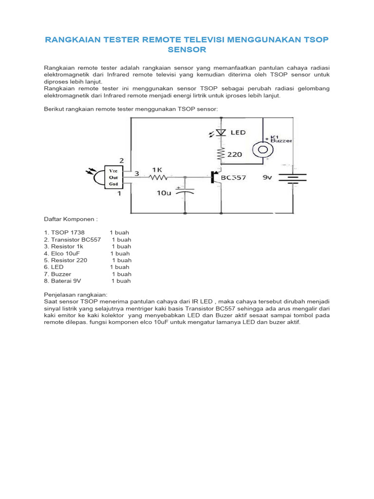 Rangkaian Tester Remote Televisi Menggunakan Tsop Sensor Ok Pdf