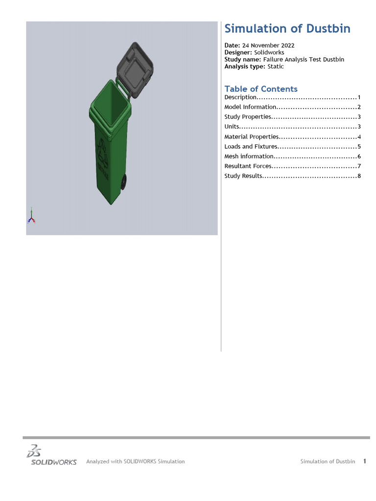 Dustbin-Faliure Analysis Test - Dustbin | PDF | Density | Young's Modulus