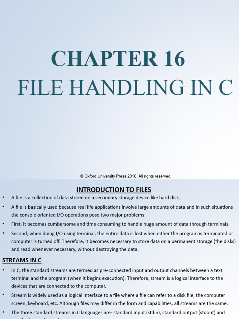 Chapter 16 Files | PDF | Input/Output | Computer File