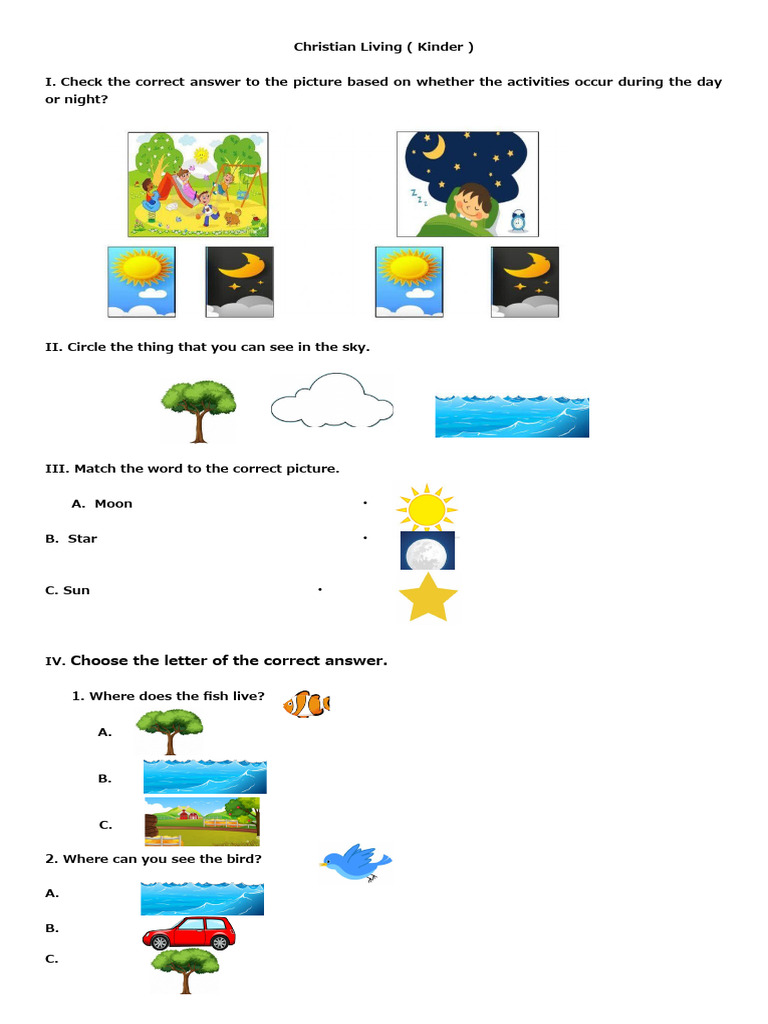 Kinder Christian Living Activities | PDF