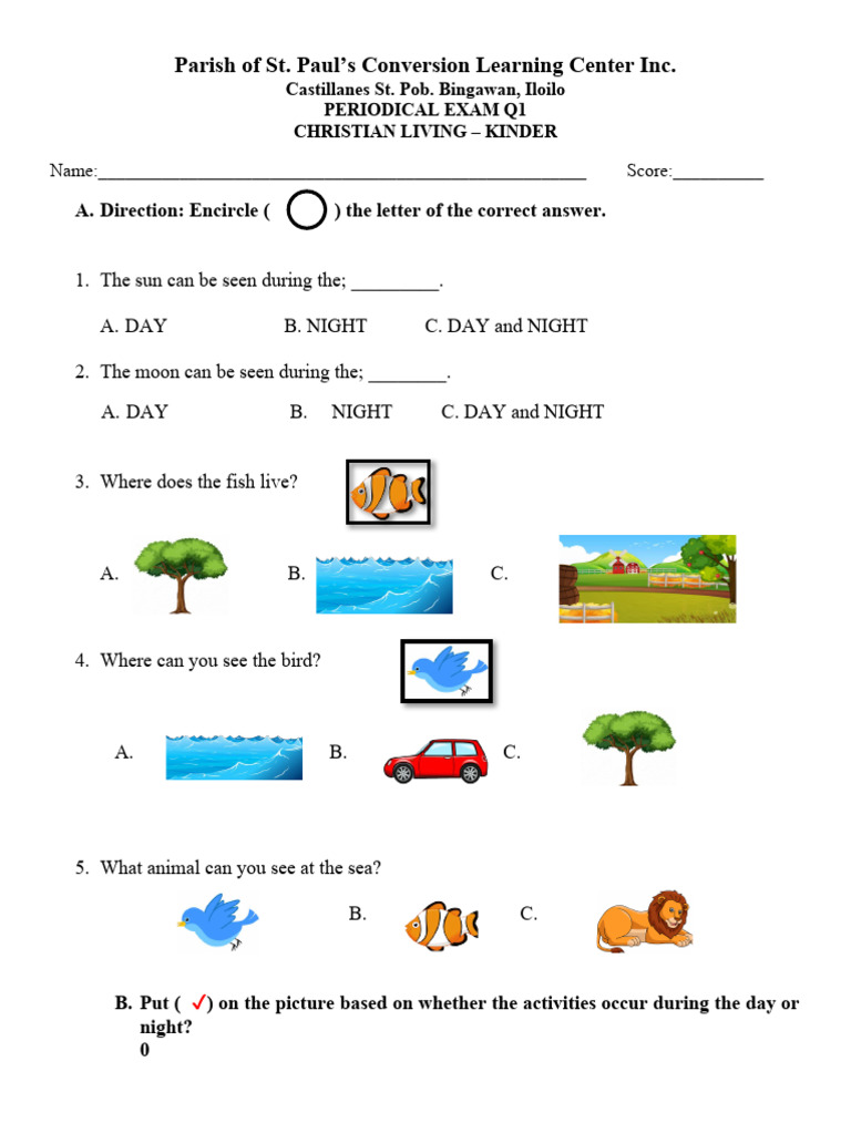 Christian Living Worksheet for Kindergarten | PDF | Astronomy