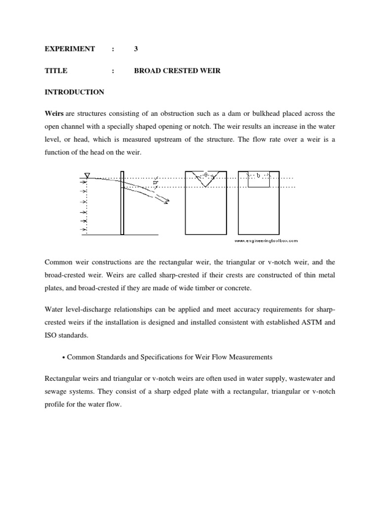 Broad Crested Weir | PDF | Chemical Engineering | Liquids