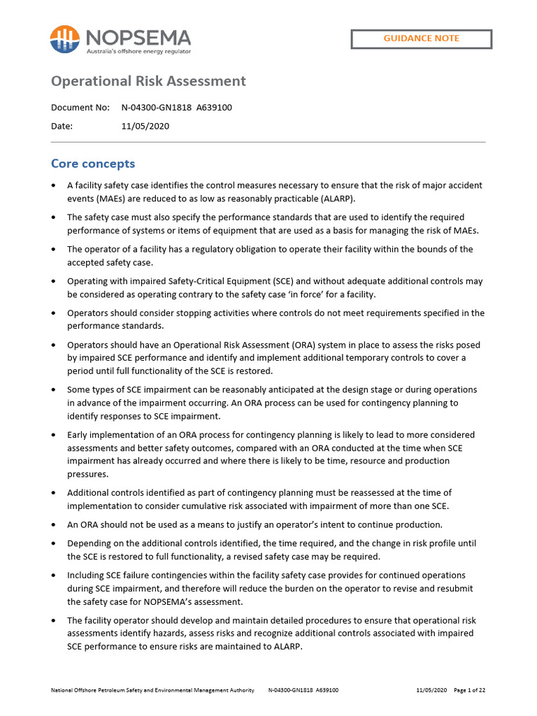 A639100 Operational Risk Assessment - NOPSEMA Australia Offshore Energy ...