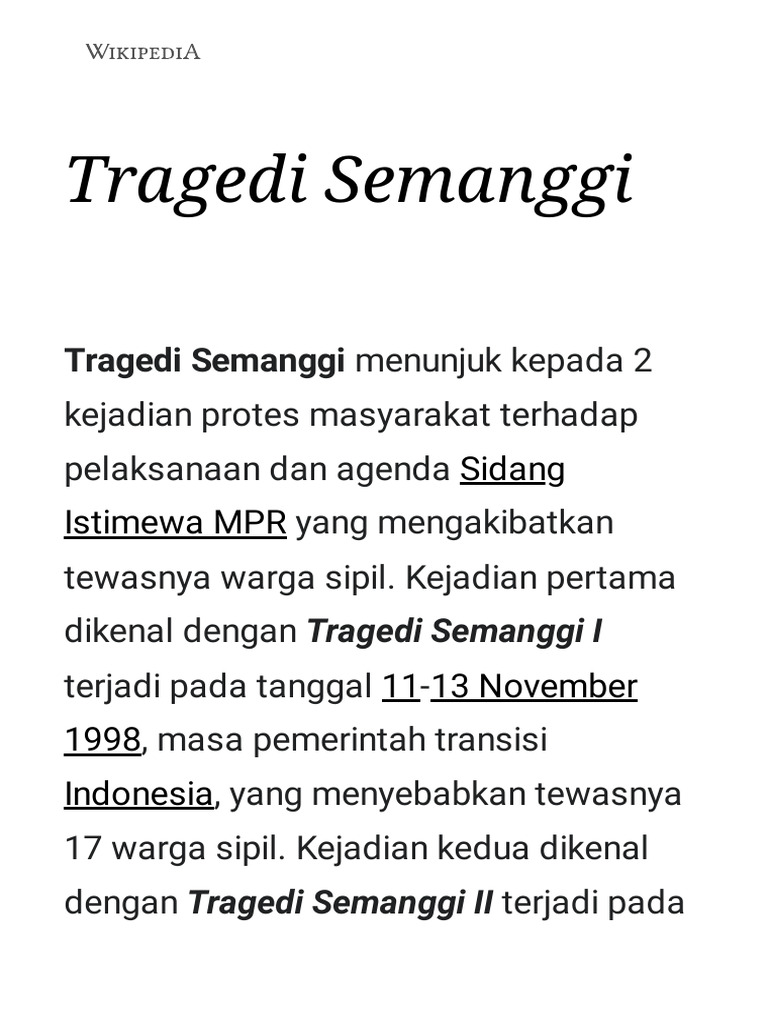 Tragedi Semanggi - Wikipedia Bahasa Indonesia, Ensiklopedia Bebas | PDF