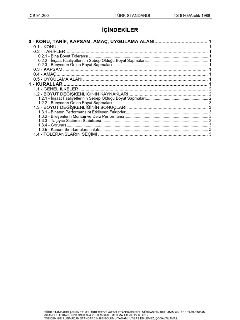 TS 6165 - Bina Boyut Toleranslari | PDF