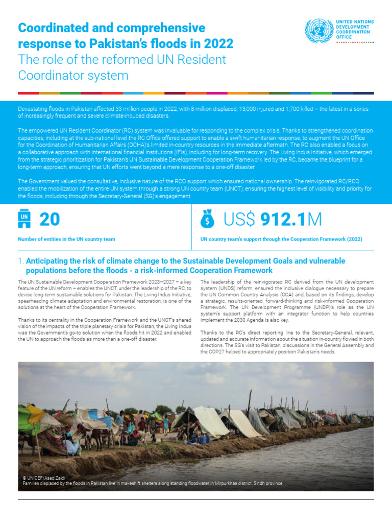 Floods 2022 Coordiantion Case Study Pakistan-UN Response Report | PDF | United Nations ...
