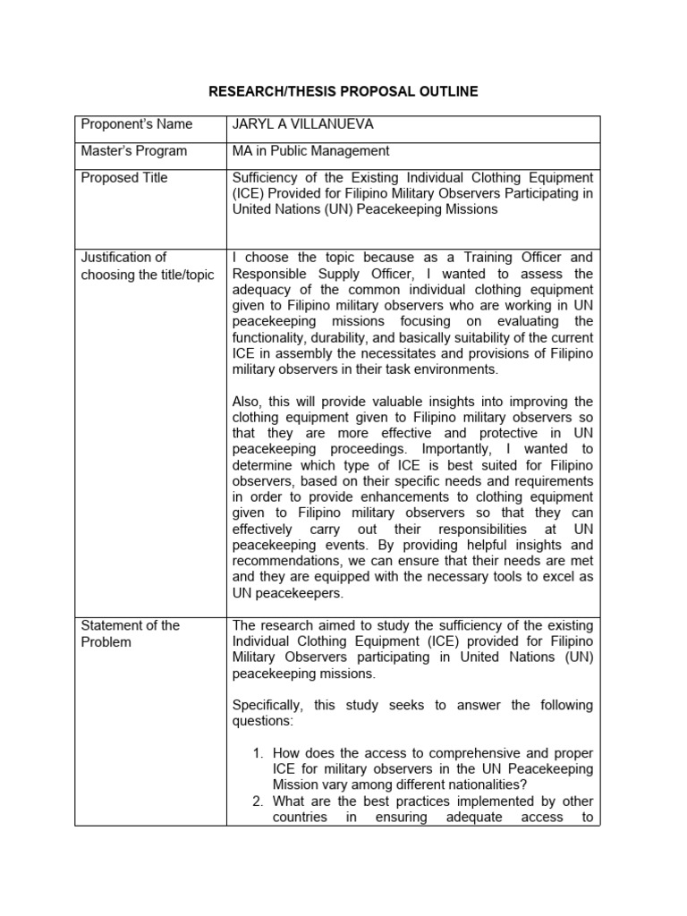 Research Proposal Outline 1 | PDF | Peacekeeping | United Nations