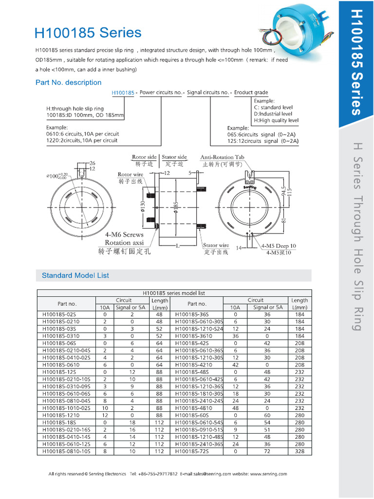 Senring-H100185-Series-SlipRing-Catalog | PDF