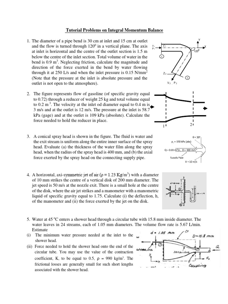 Tutorial Problems Integral Approach | Download Free PDF | Pressure | Pressure Measurement