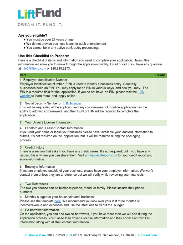 EIN Application Checklist for Loans | PDF | Social Security Number ...