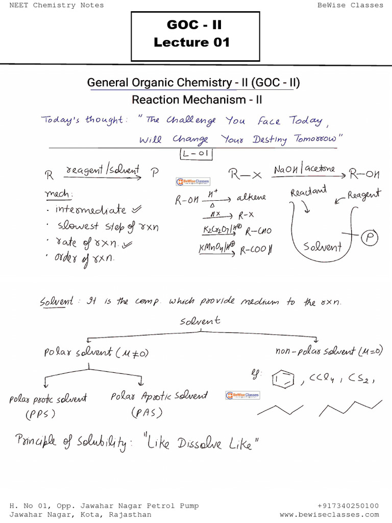 GOC II NEET Chemistry Notes | PDF | Wellness