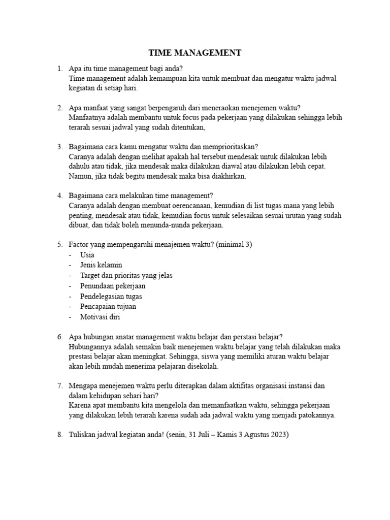 Time Management | PDF