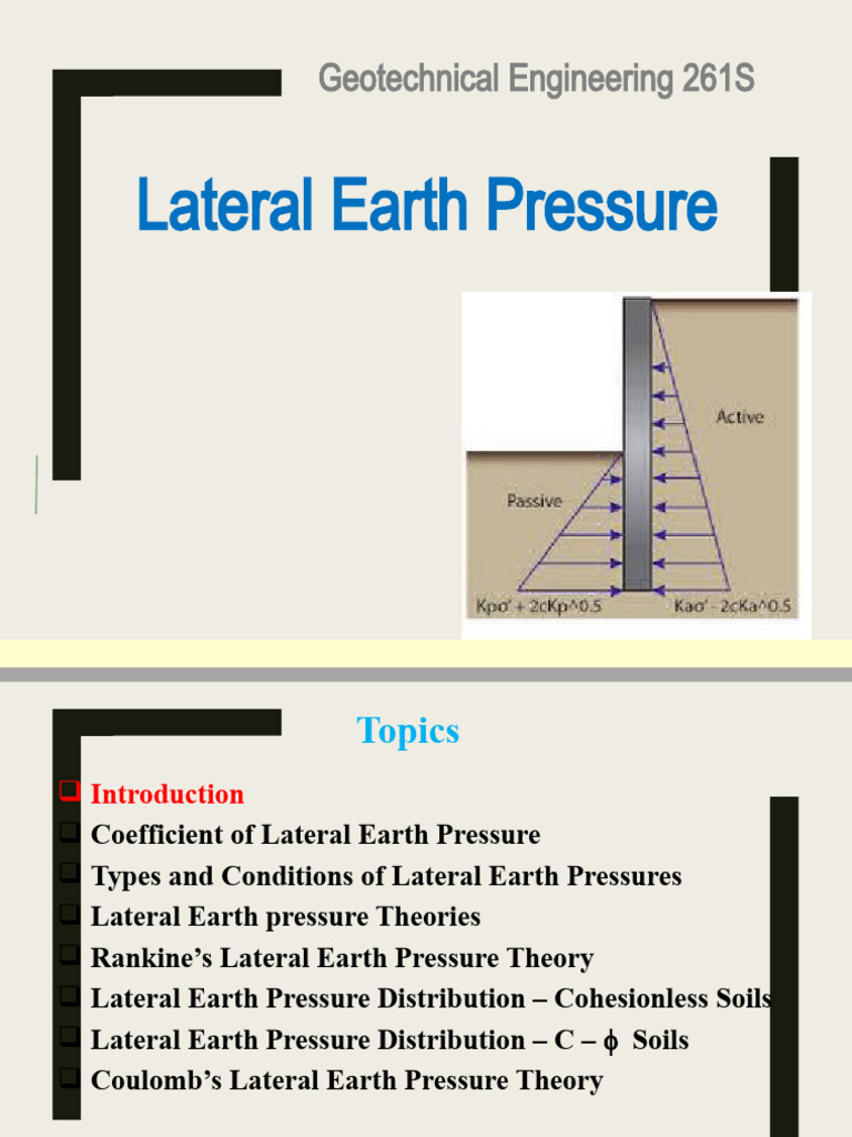 Earth Pressure Slides | PDF | Mechanics | Physics