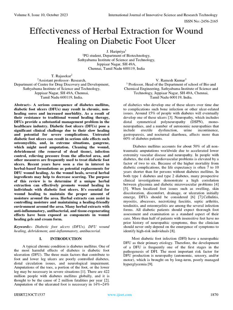 Effectiveness of Herbal Extraction For Wound Healing On Diabetic Foot ...