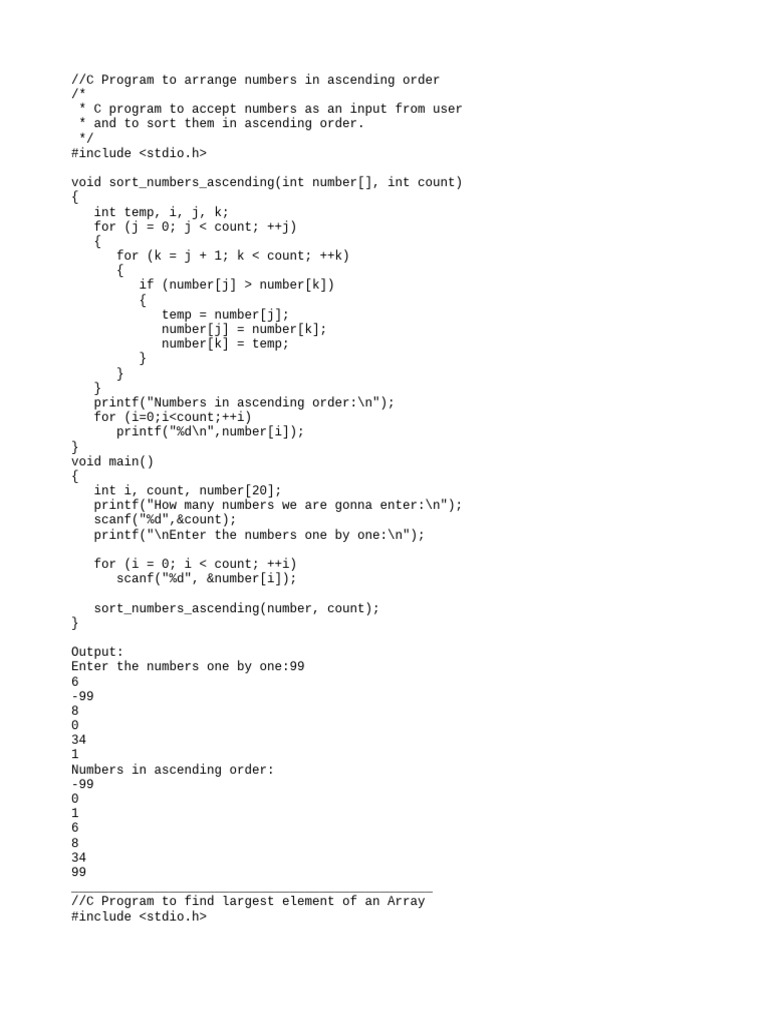 Arrays C Example Programs Pdf Algorithms And Data Structures Software Development