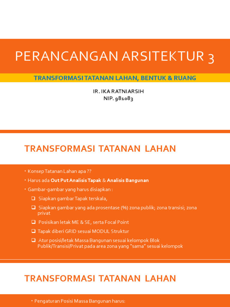 PA3 - Transformasi Tatanan Lahan-Bentuk-Ruang - Ika | PDF