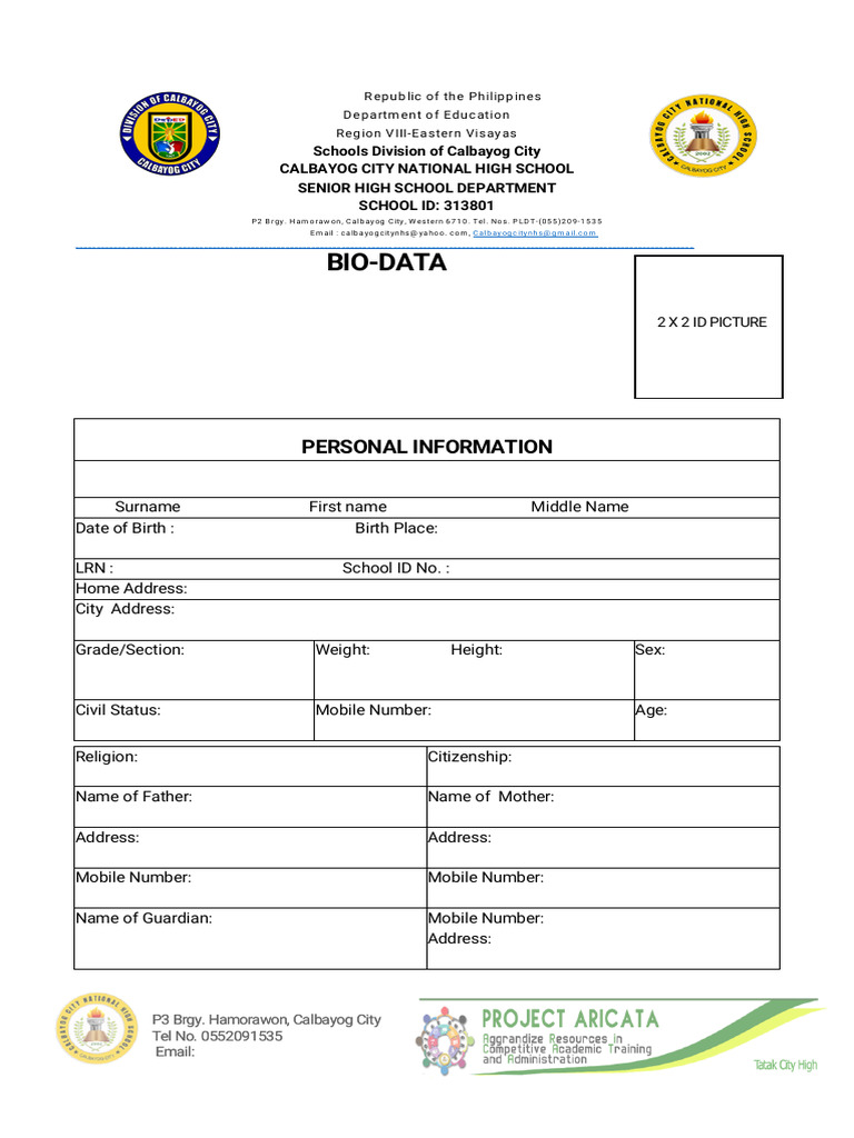 Biodata-Parents-Certification-of-Waiver | PDF