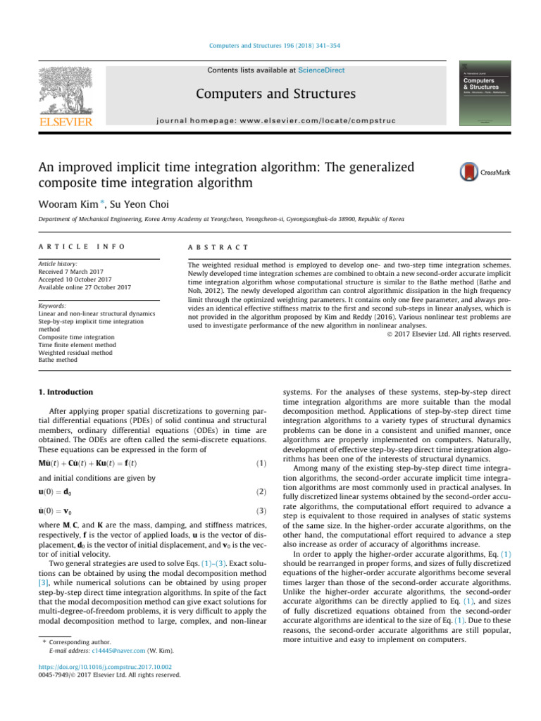 An Improved Implicit Time Integration Algorithm The Gener 2018 Computers Pdf Differential