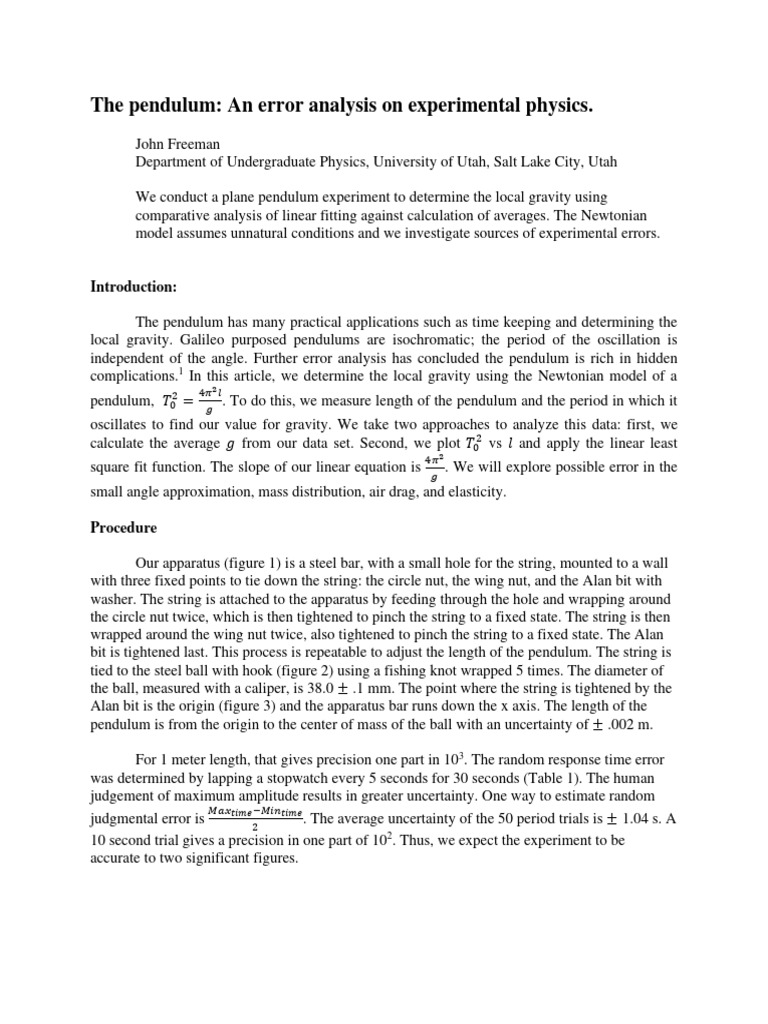 Lab Report 3719 | PDF | Significant Figures | Pendulum