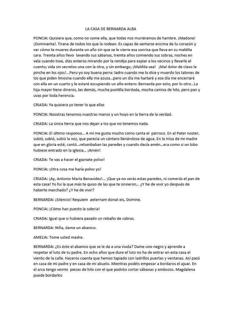 Conflictos y opresiones en Bernarda Alba | PDF | Poesía