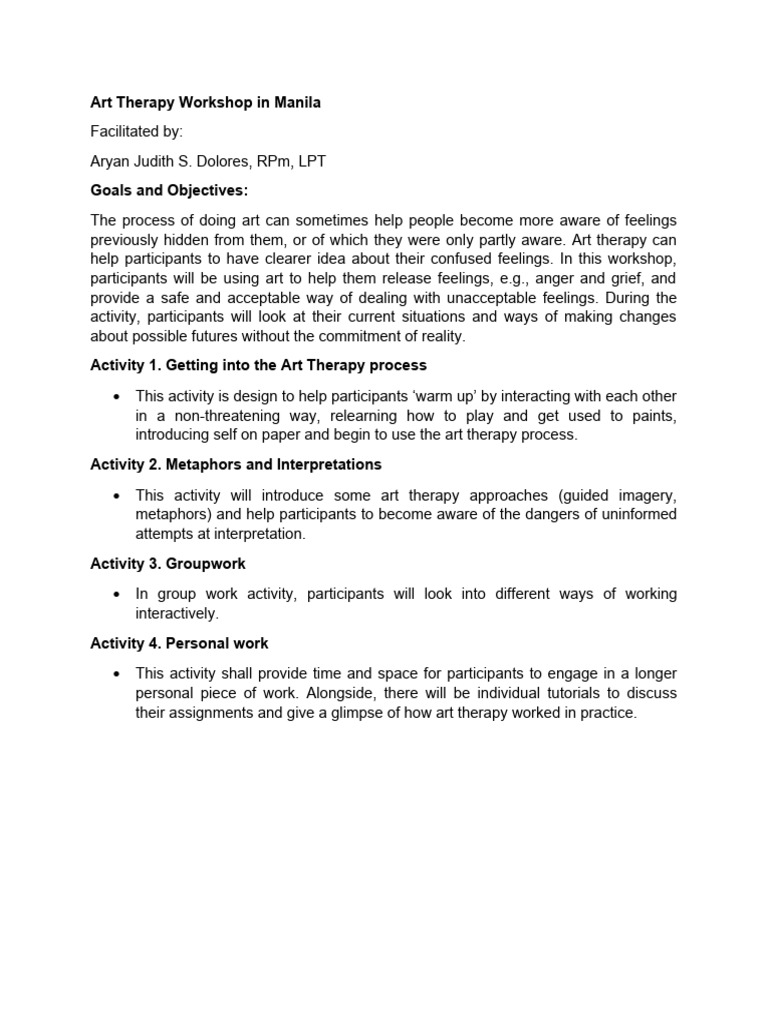 Art Therapy Workshop in Manila | PDF